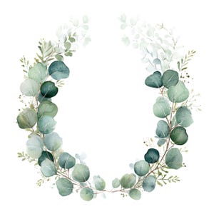 Watercolor Eucalyptus Wreath Clipart, Greenery Frames (11 PNG Digital ...