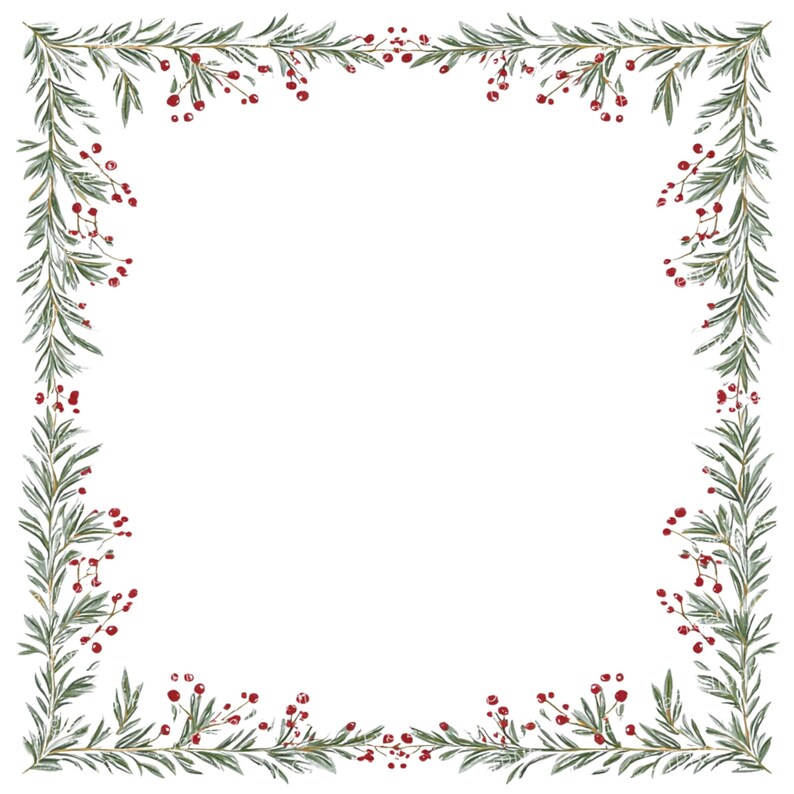 12 PNG Christmas Frame Clipart, Watercolor Holiday Borders, Xmas Frames ...