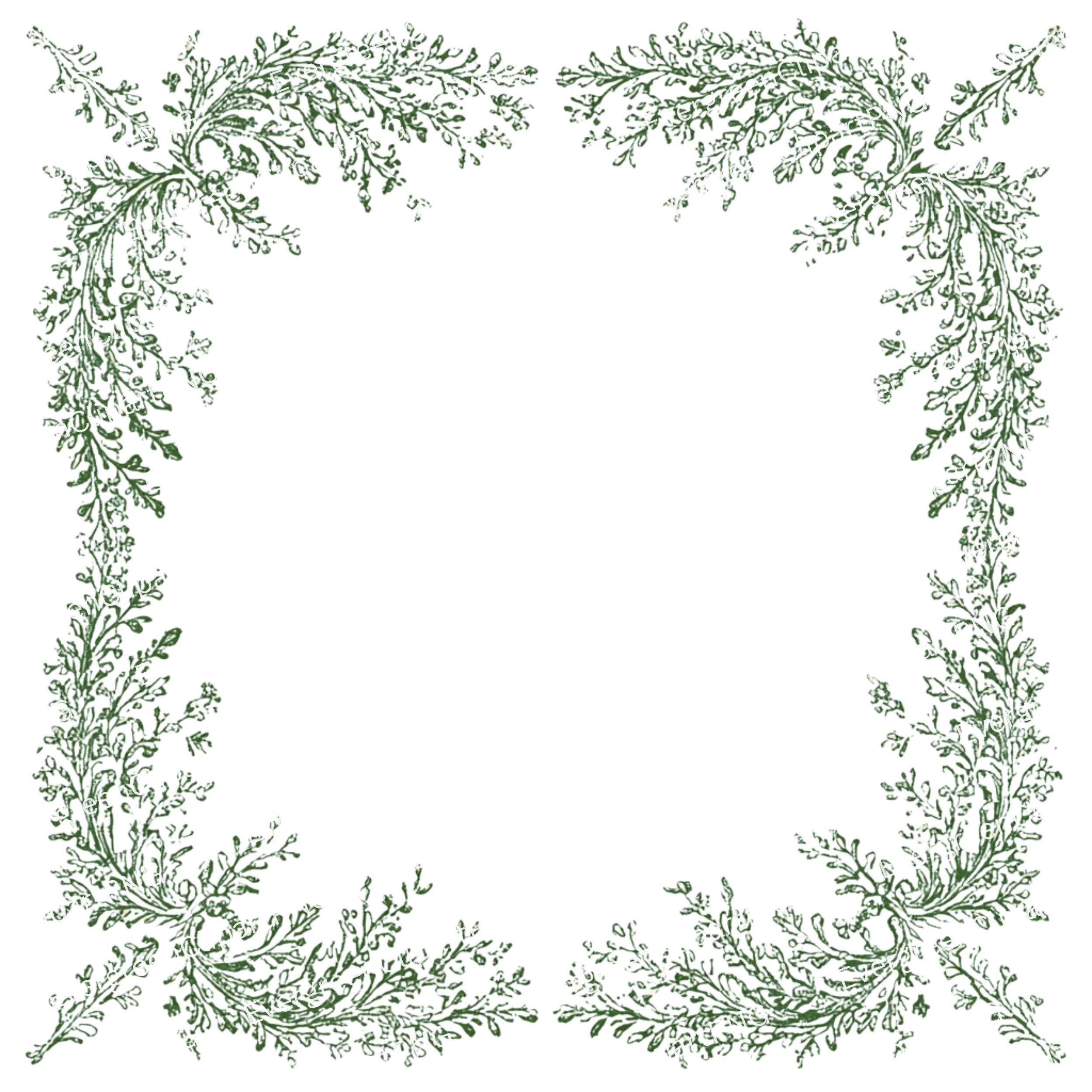 Green Botanical Frame Clipart: Vintage Leaf Border PNG (5000x5000 Px ...