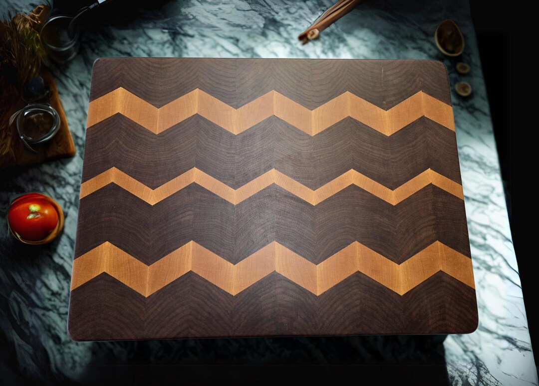 Chevron End Grain Cutting Board | Walnut and Maple - Etsy