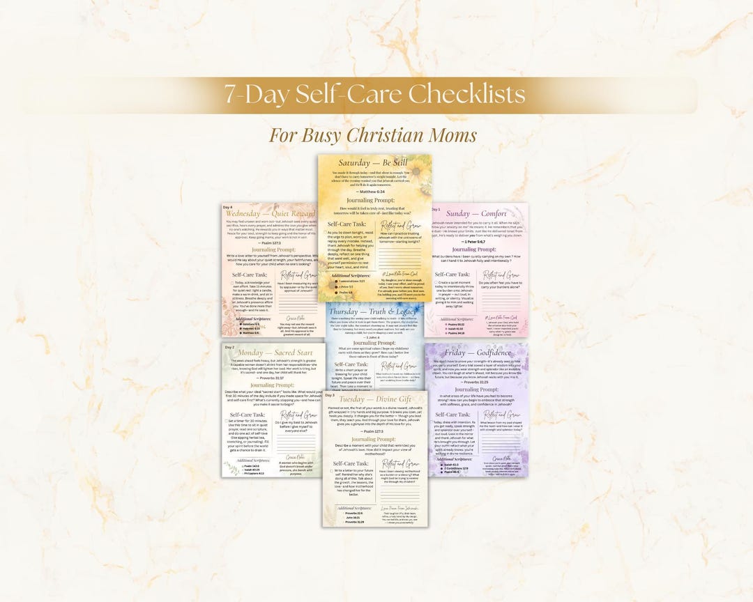 7-day Christian Self-care Printable for Busy Moms | Faith-based Journal ...