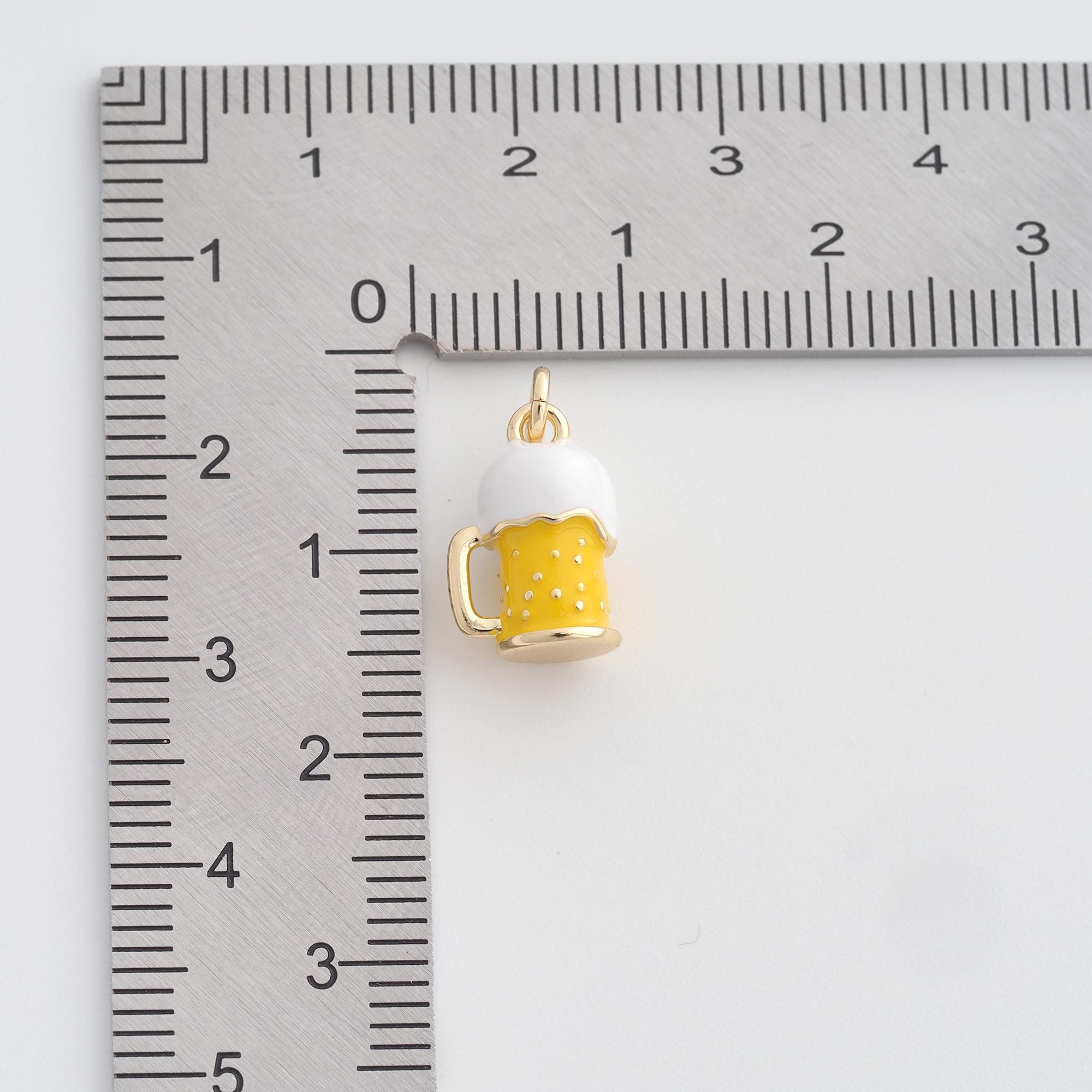 18K Gold Filled Beer Cup Pendant,gold Enamel Beer Charms for DIY Dainty ...