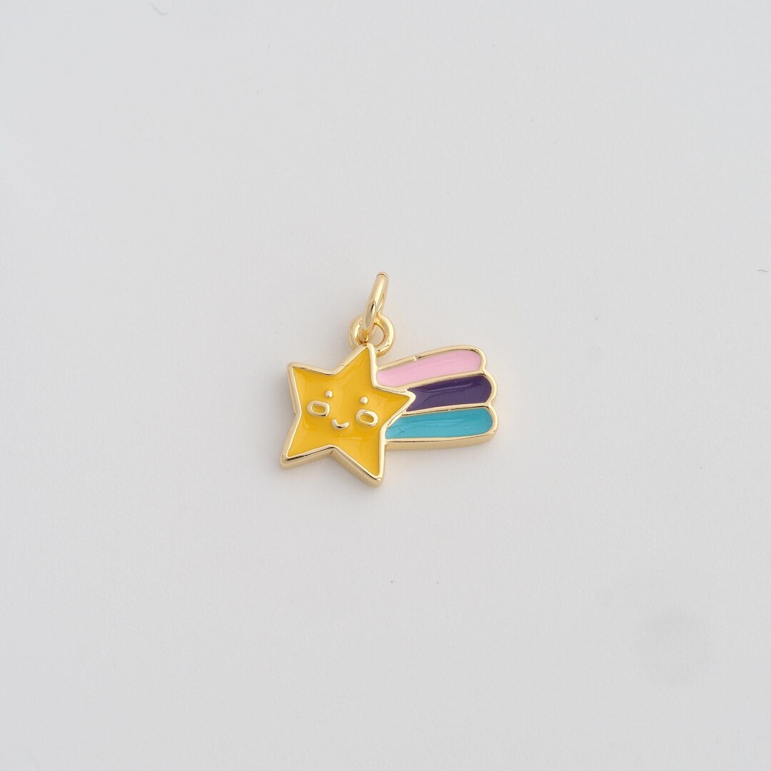18K Gold Filled Star Pendant,gold Enamel Starburst Charms for DIY ...