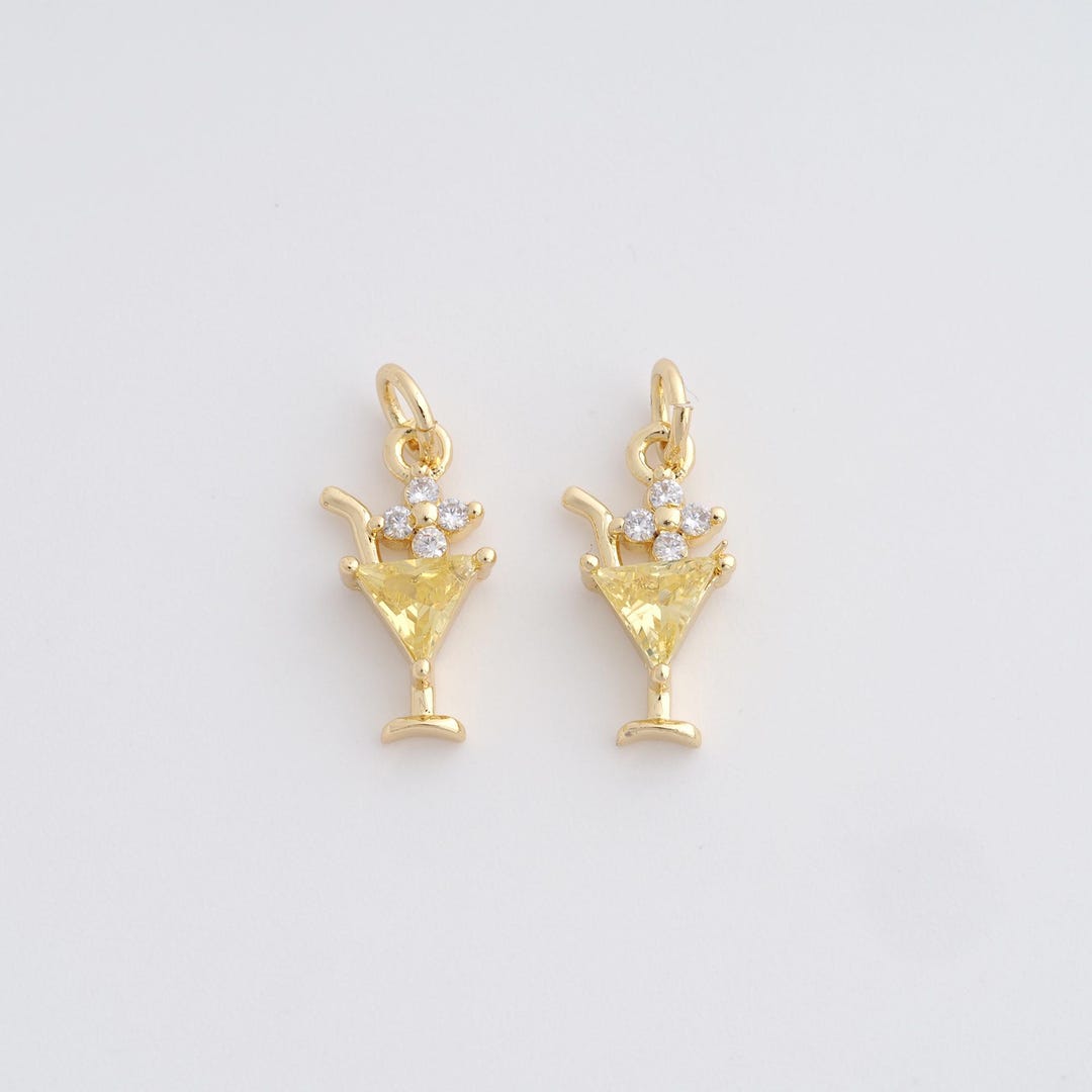 18K Gold Filled Goblet Pendant,gold CZ Wine Glass Charms for DIY Dainty ...