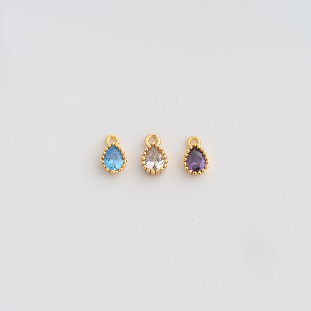5 Pcs 18K Gold Filled Water Drop Pendant,gold CZ Tear Drop Charms for ...
