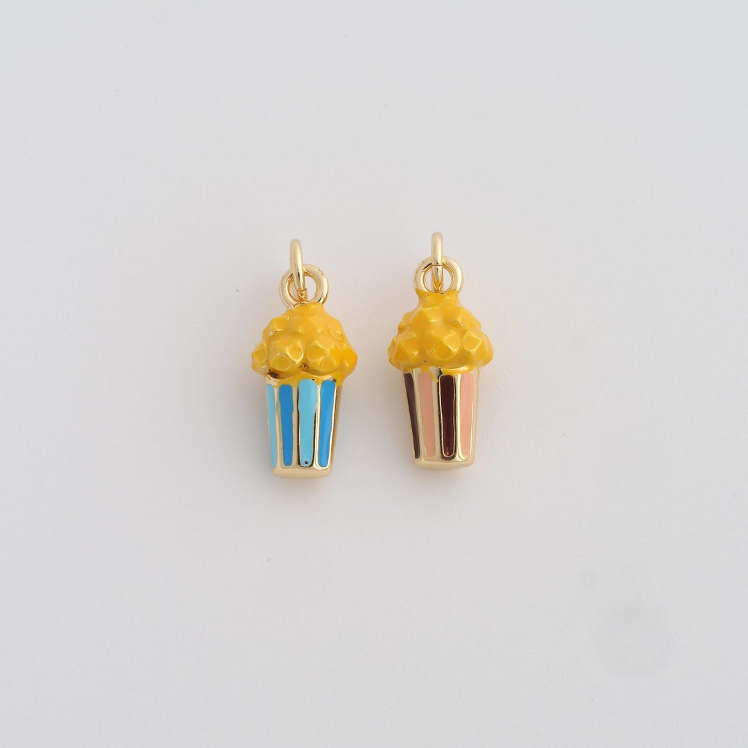 18K Gold Filled Popcorn Pendant,gold Enamel Popcorn Charms for DIY ...
