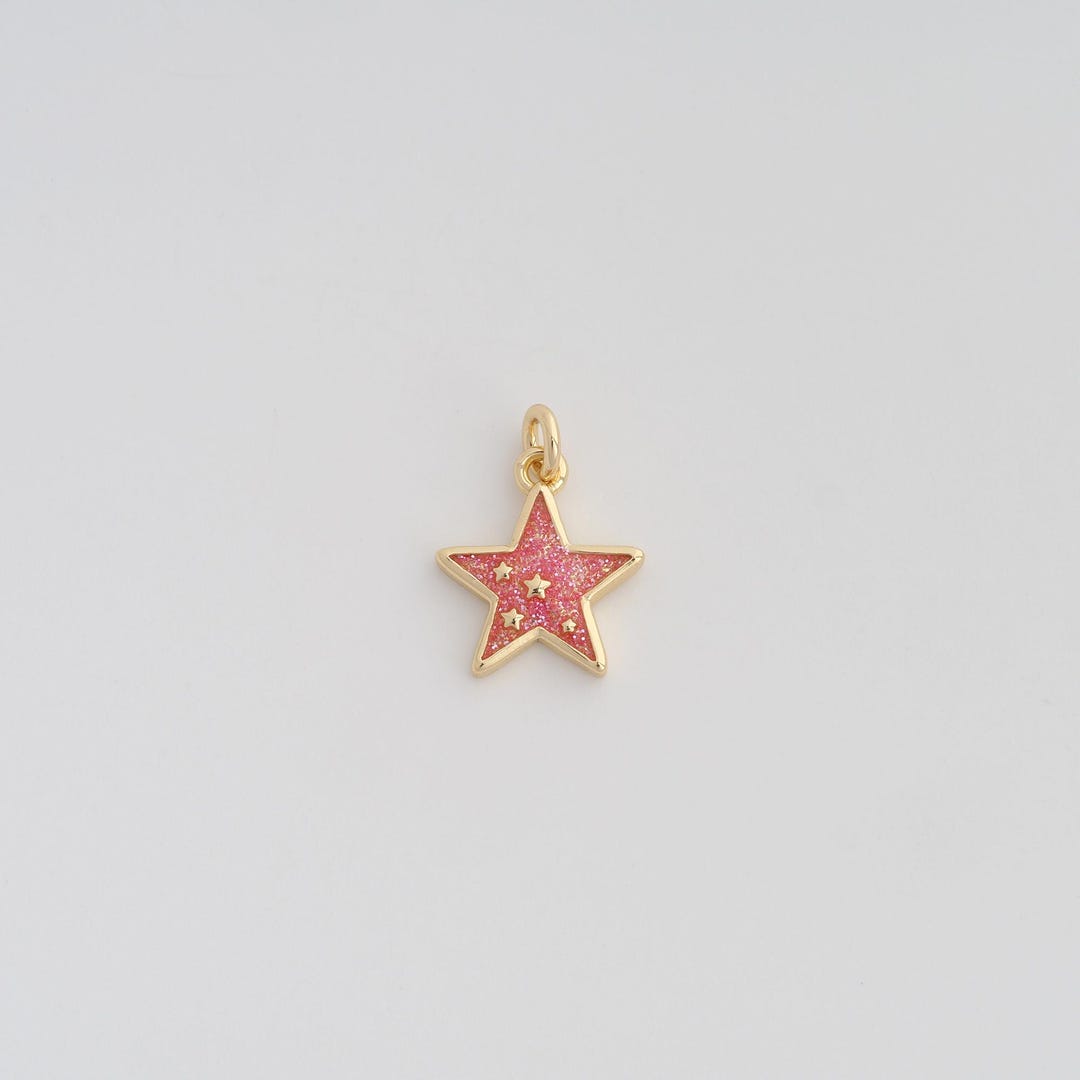 18K Gold Filled Star Pendant,gold Enamel Starburst Charms for DIY ...