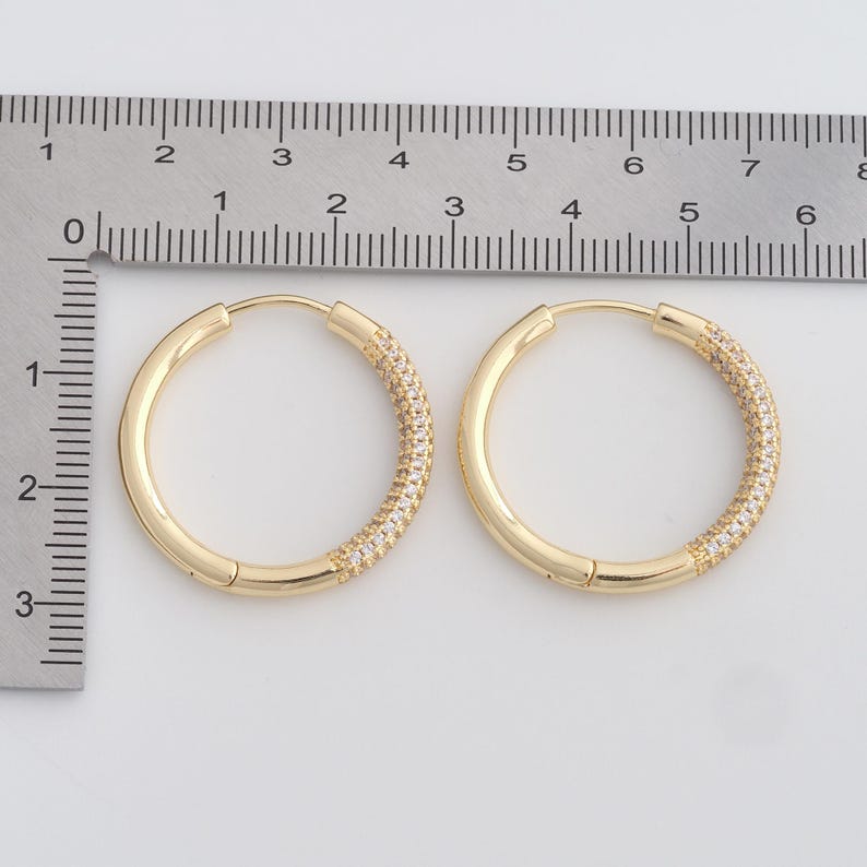 18K Gold Filled Hoop Earrings,gold CZ Thick Gold Earrings,valentine's ...