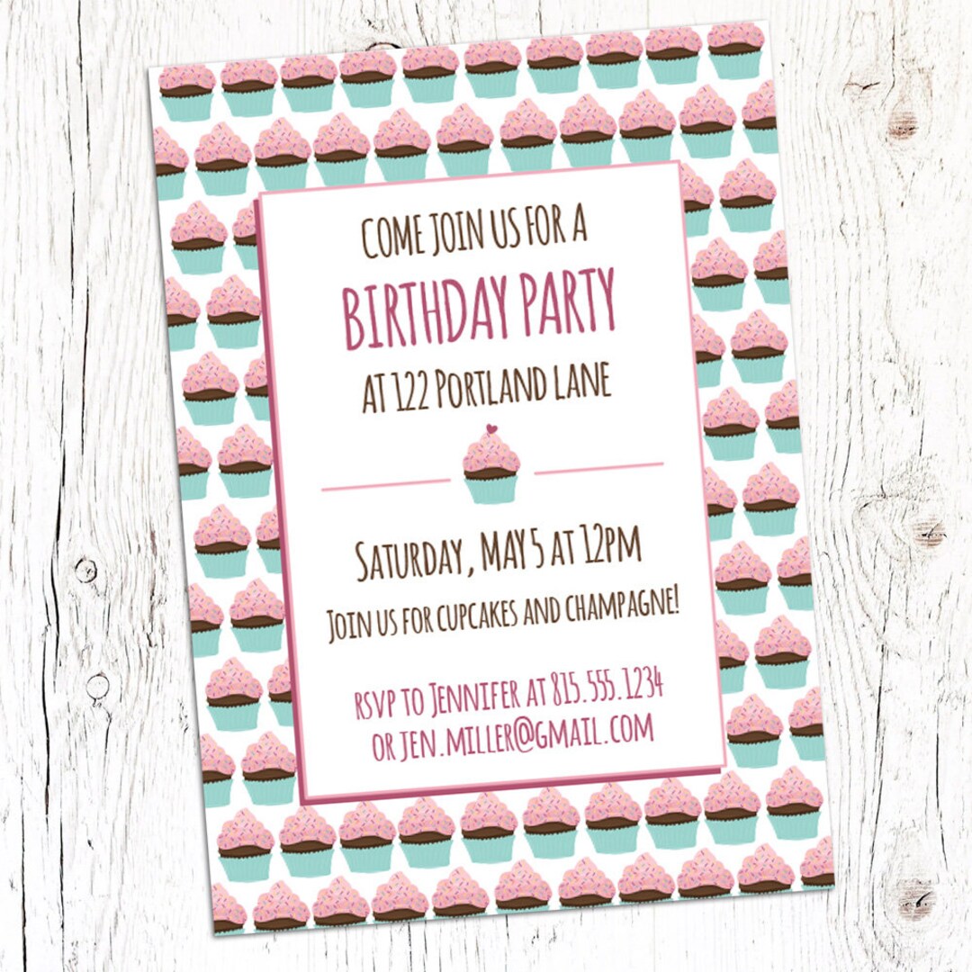 Cupcake Invitation - Personalized Invitation - Printable Card - One ...