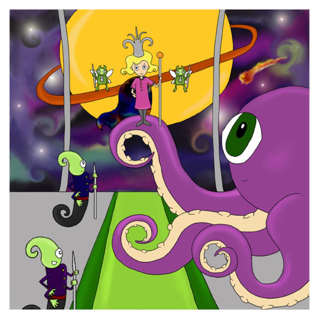 Ruler of Space Octopus Queen 8x8 Illustration Print - Etsy