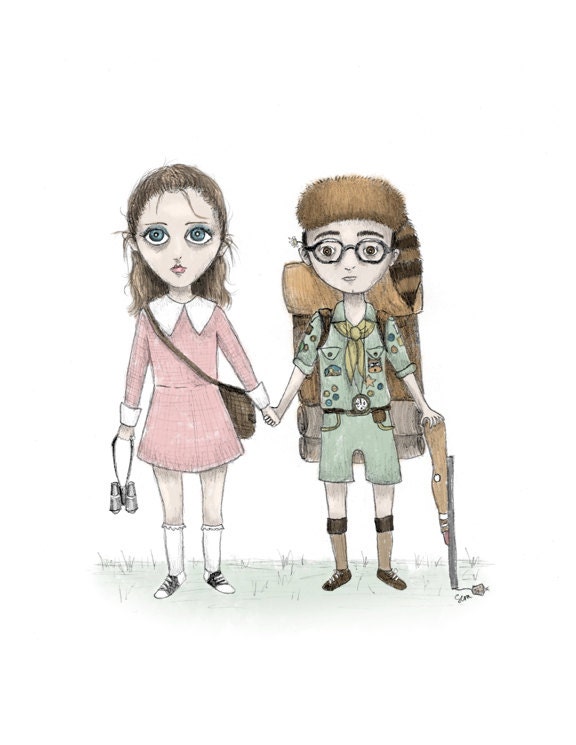 Suzy And Sam Moonrise Kingdom 8 12 X 11 Illustration Print Etsy