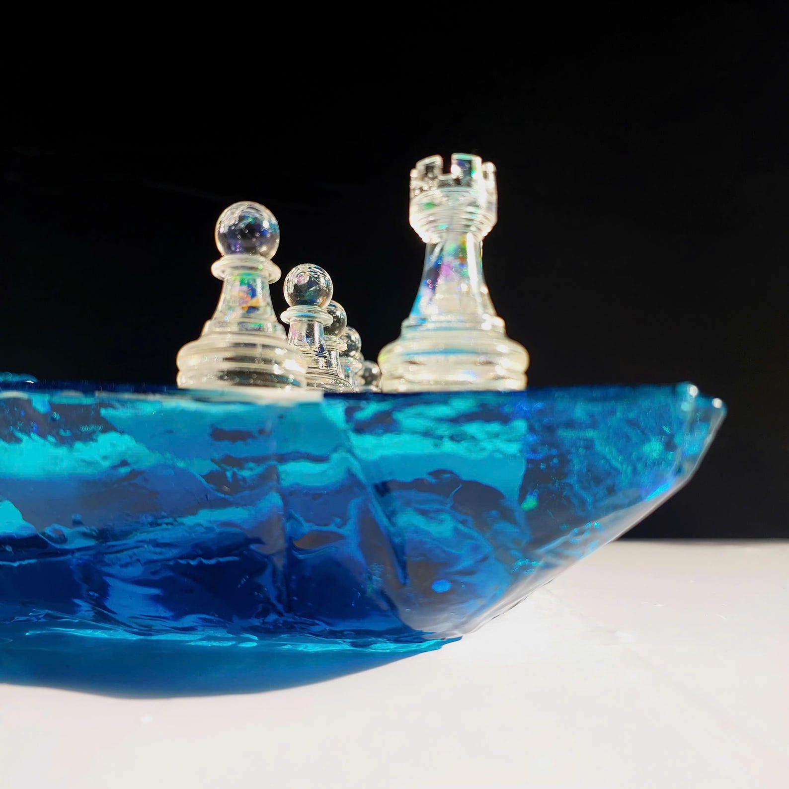 Oceanic Blue Resin Chess Set: Handmade Crystal Epoxy Coastal Design - Etsy