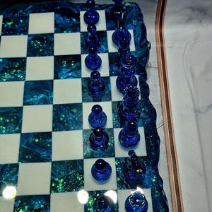 Handmade Resin Chess Set – Frozen Ocean Blue, Crystal Chess Pieces - Etsy