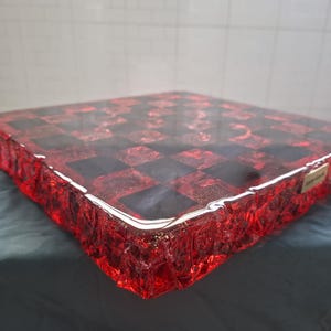 Red Lava Resin Chess Set Handmade • Black & Red Chess Pieces • Luxury ...