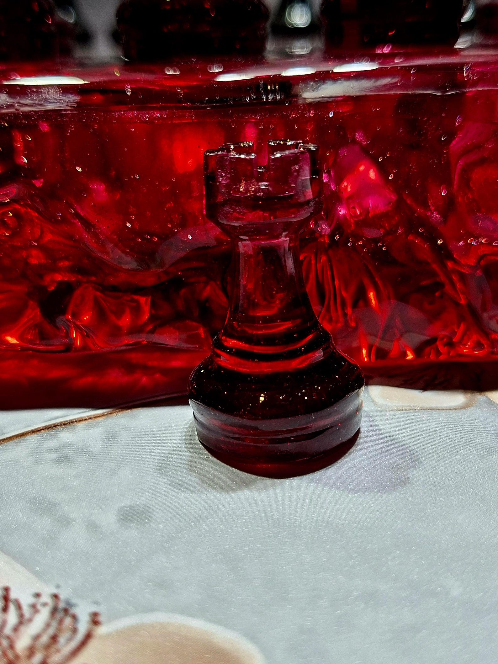 Handmade Resin Chess Set – Ruby Red & Obsidian Black, Lava Edge Design ...