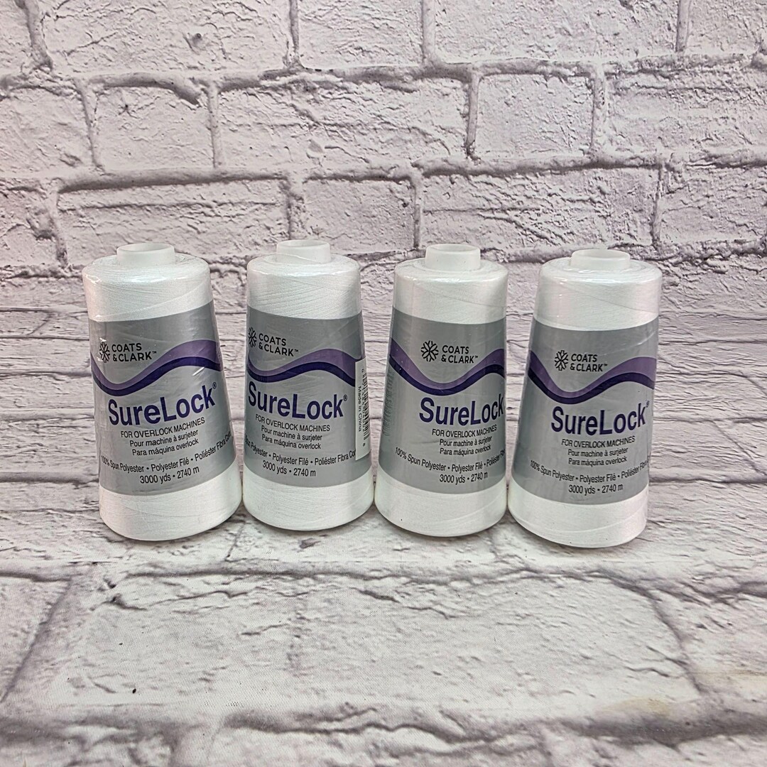 Coats Sure Lock Thread Overlock Serger Thread Lot of 3 White 3000 Yd ...