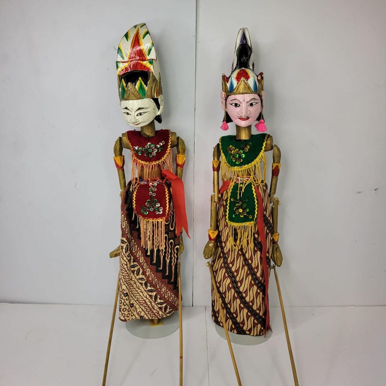 Vintage Wayang Golek Wooden Puppet Pair: Indonesian Folk Art - Etsy
