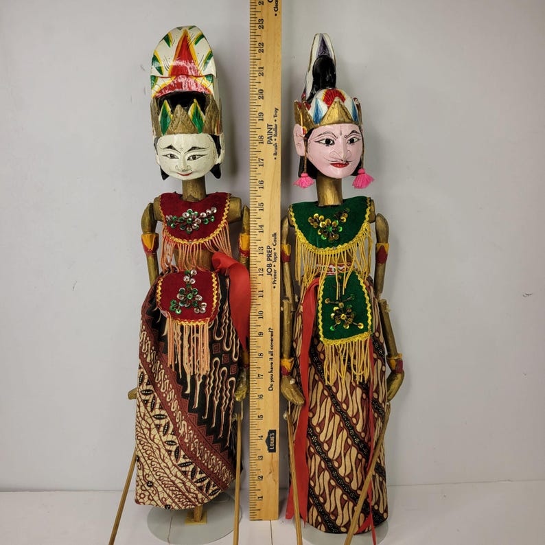 Vintage Wayang Golek Wooden Puppet Pair: Indonesian Folk Art - Etsy