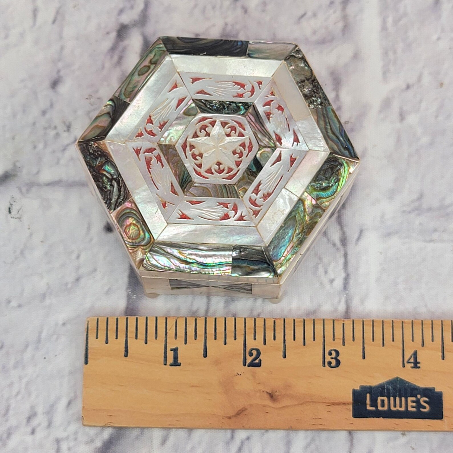 Vintage Inlaid Mother of Pearl Trinket Box From Israel Palestine Region ...