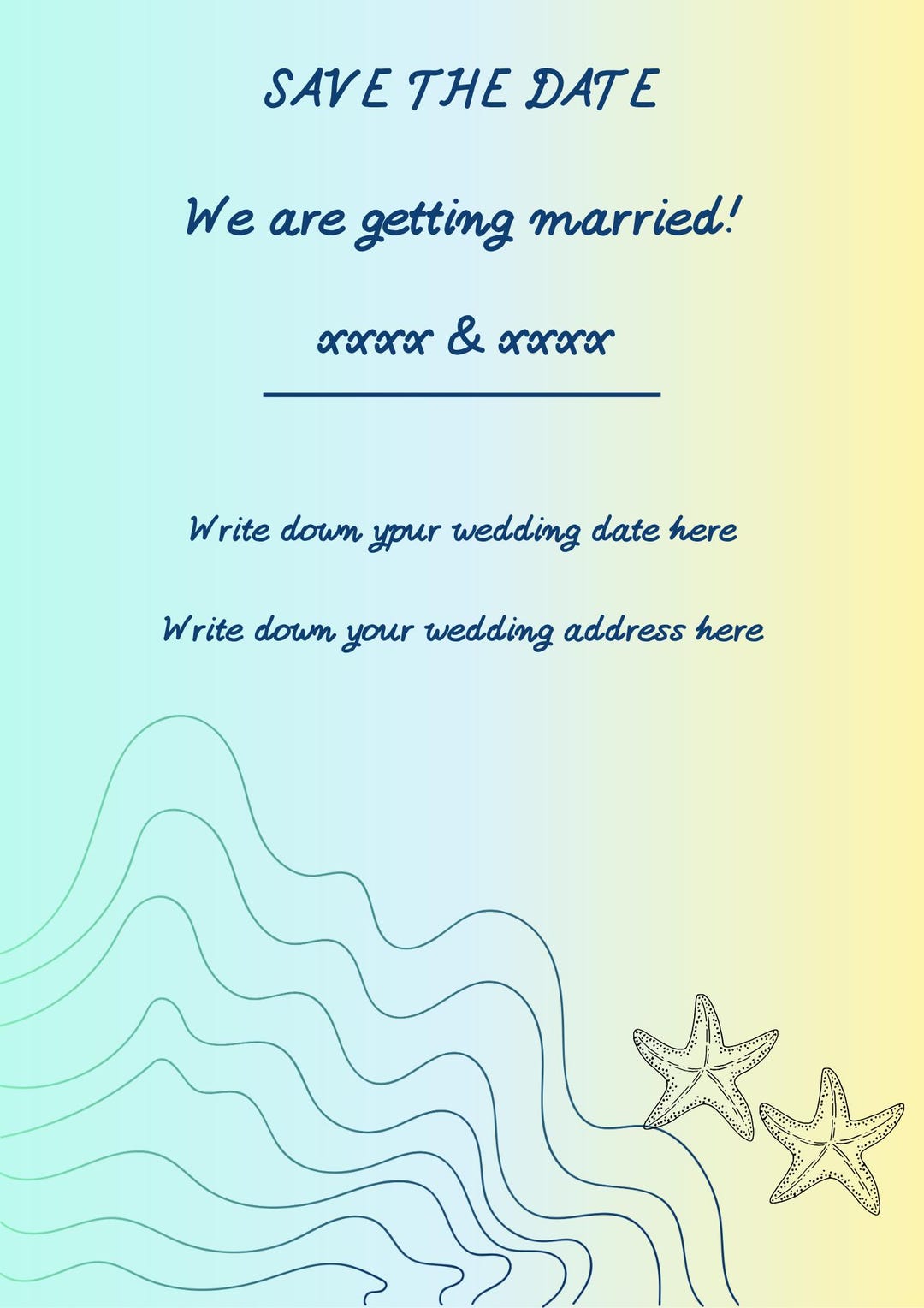 Editable Wedding Invitation Template – Summer Vibes, Blue & Samos ...