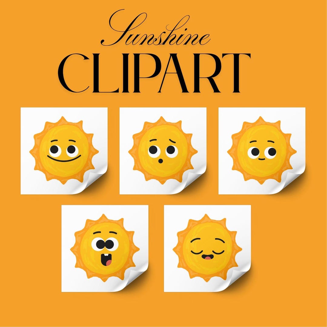 Sunshine Clipart: Happy Sun Images, Printable Pdfs (digital Download ...