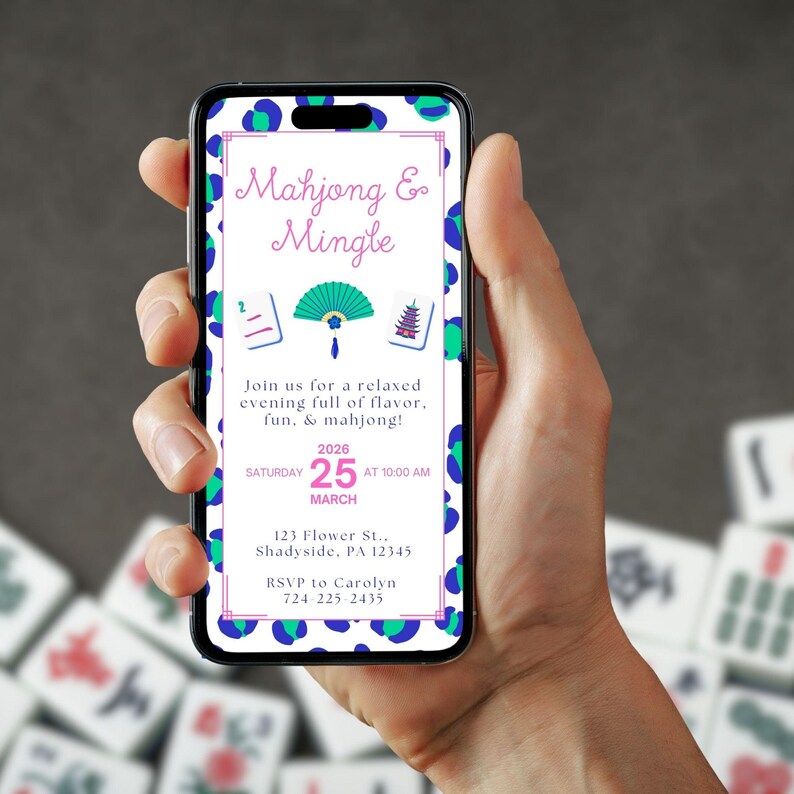 Mahjong & Mingle Invitation • Printable Mahjong Party Invite • Girls ...