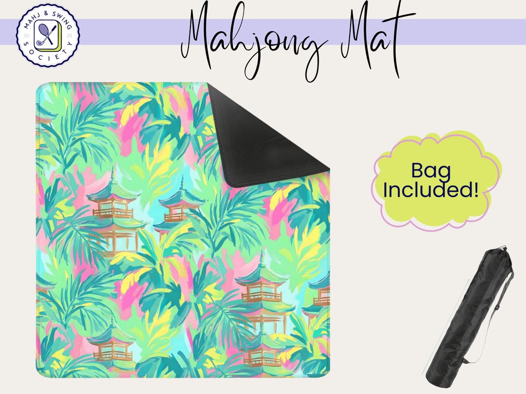 Tropical Mahjong Mat, Palm Leaf Mahjong Playing Mat, Pagoda Game Table ...
