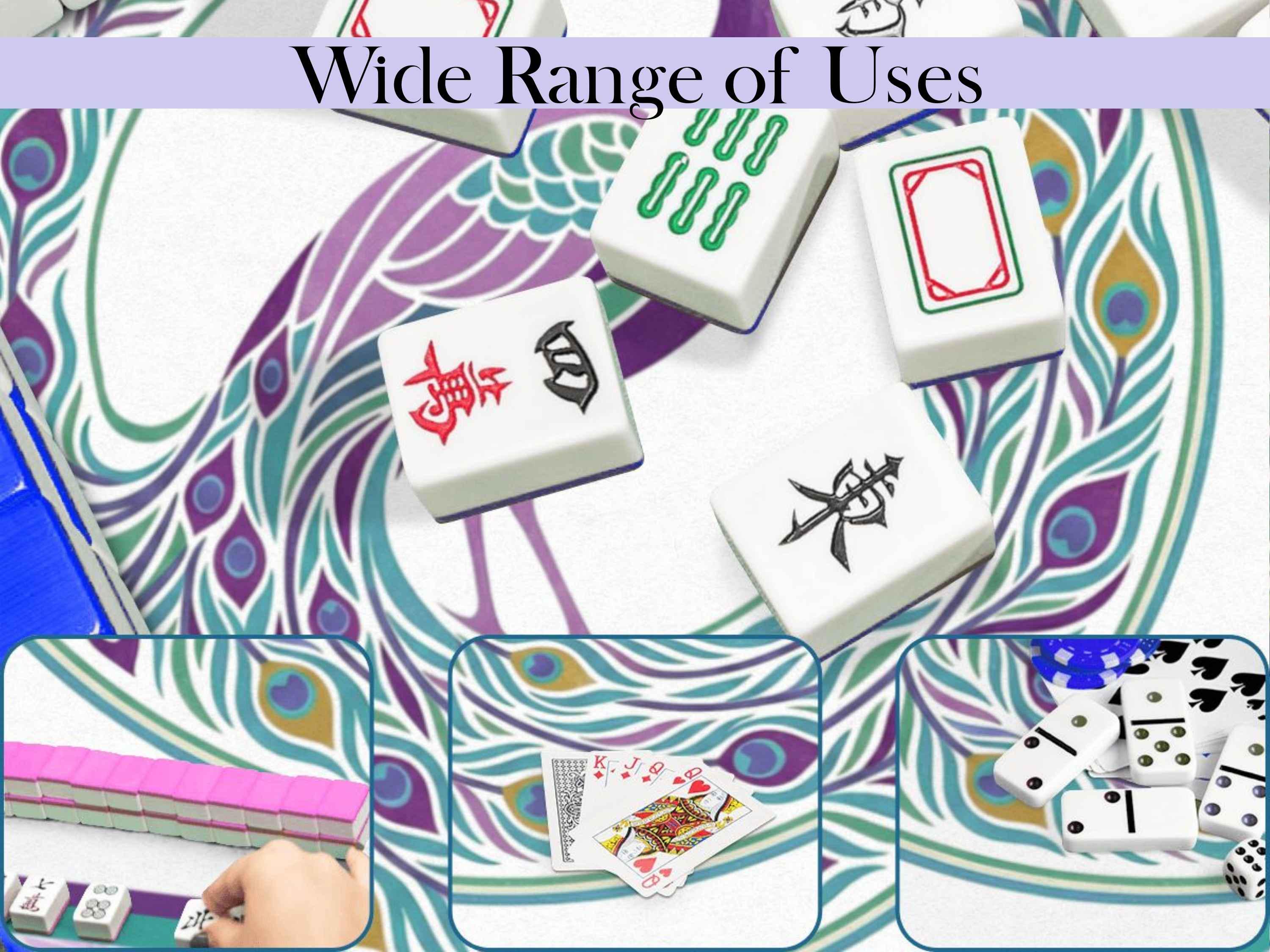 Peacock Mahjong Playing Mat, Elegant Mahjong Table Mat With Bag ...