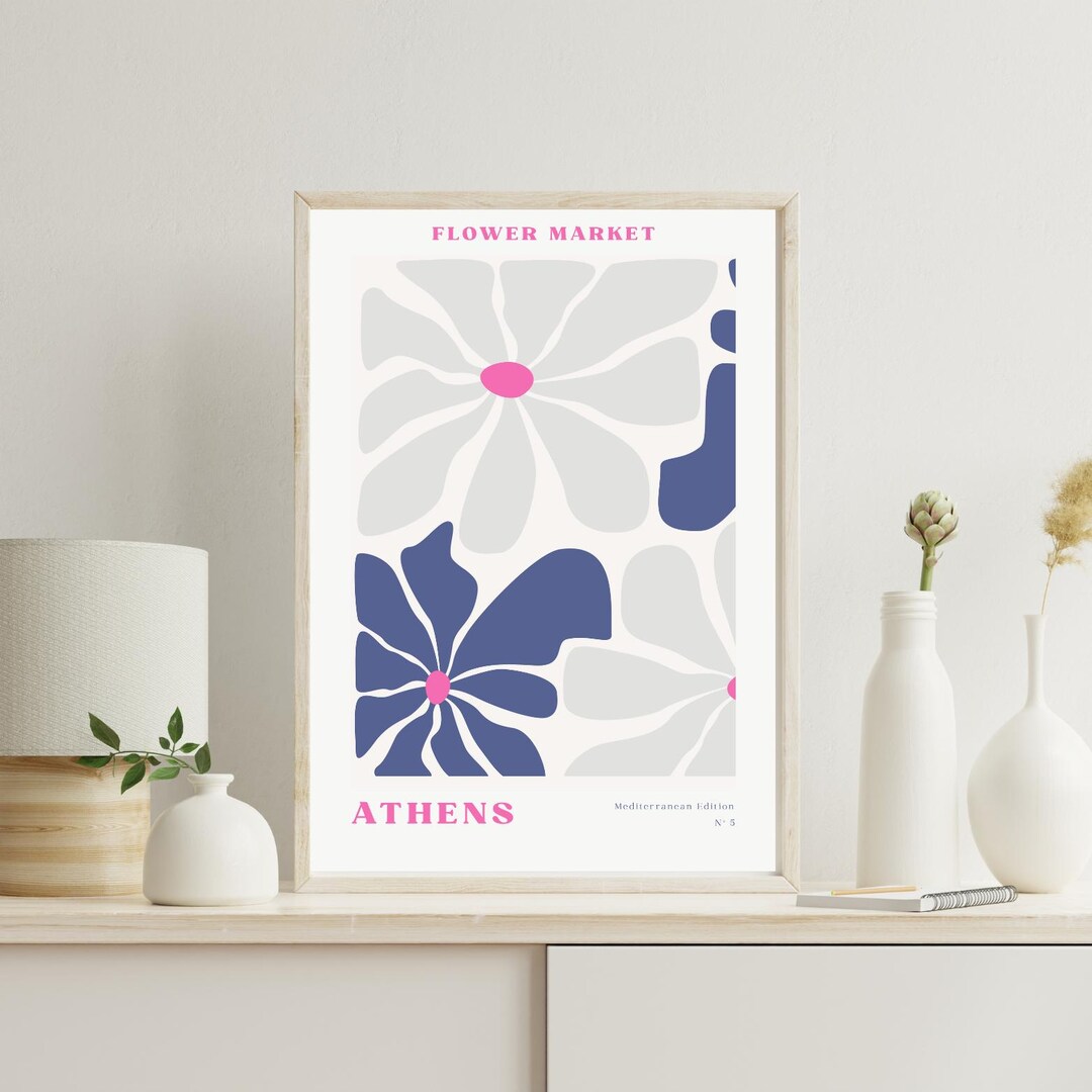 Athens Flower Print Retro Design (flower Market) / Digital Print ...