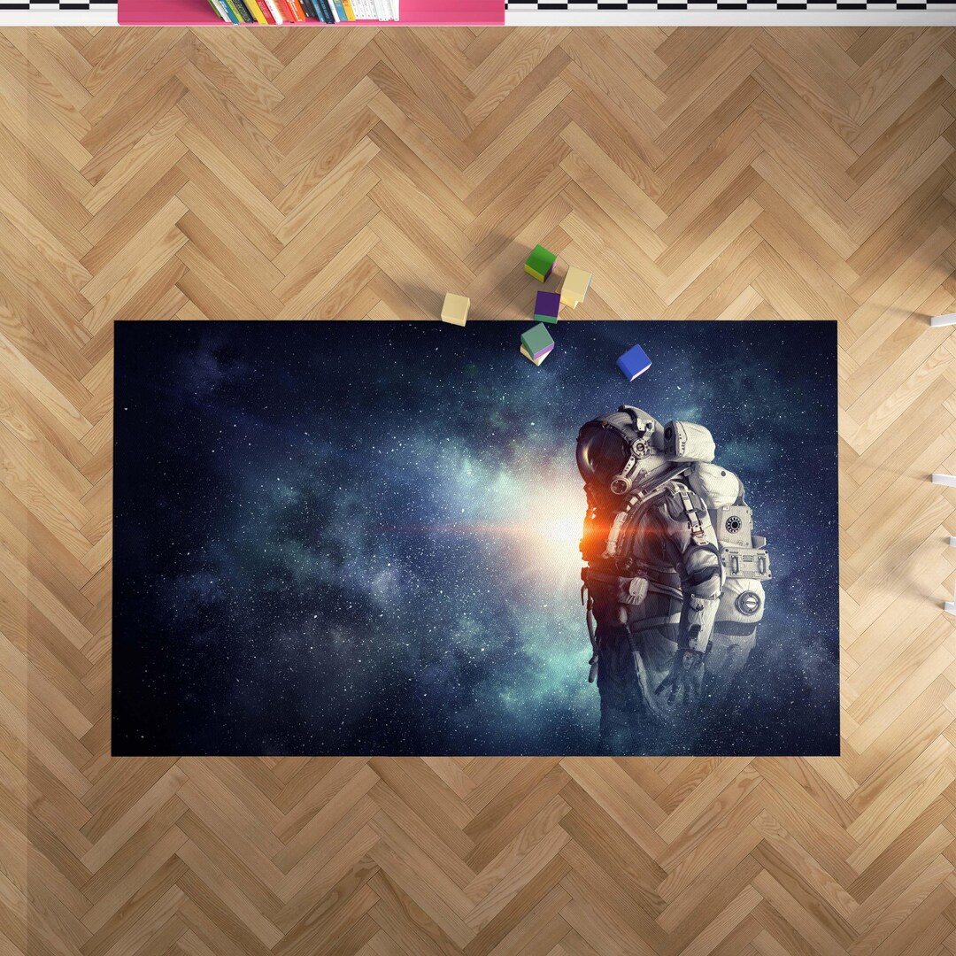Astronaut Galaxy Rug – Modern Cosmic Kids Room Carpet - Etsy