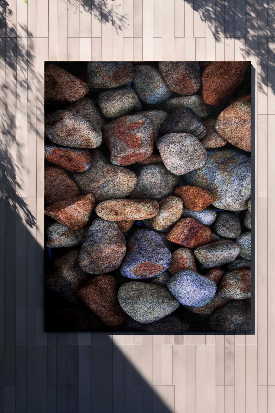 Realistic River Rock Rug – Natural Stone Pattern Carpet for Zen Room ...