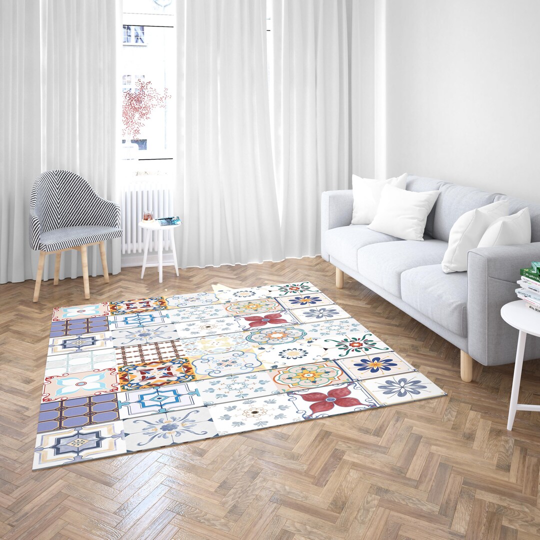 Mediterranean Tile Pattern Rug With Spanish Portuguese Ceramic Motifs ...