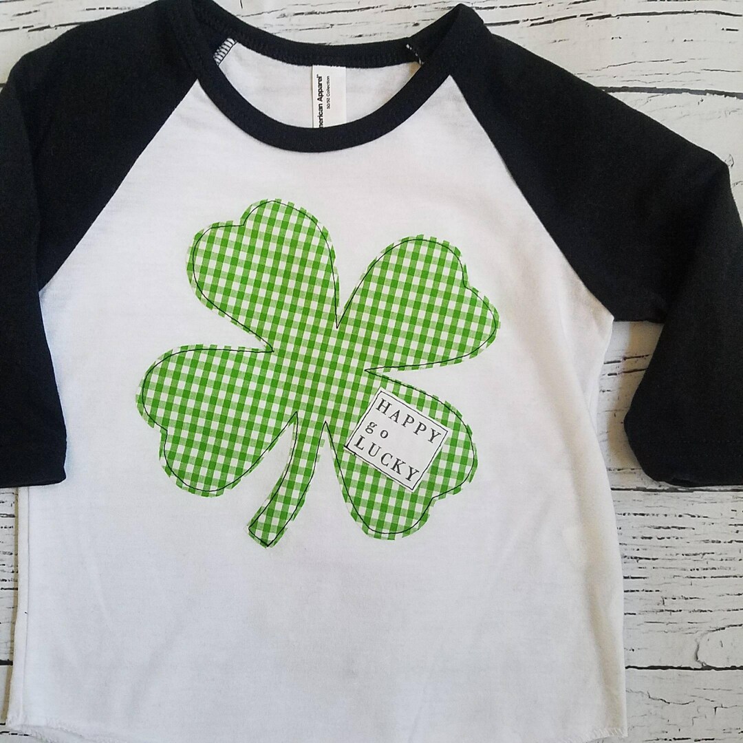 St. Patricks Day Boy Shirt, Four Leaf Clover, Happy Go Lucky, Baby ...