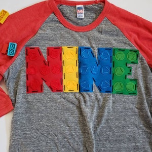 Nine, 9th Building Blocks Birthday Shirt, Fifth Six 6th Birthday Theme ...