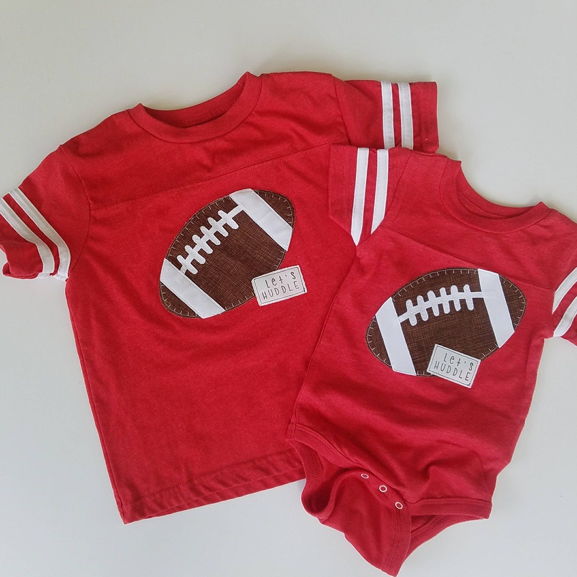 Let's Huddle Football Jersey Bodysuit- Game Day T-shirt, Tailgate Tee ...