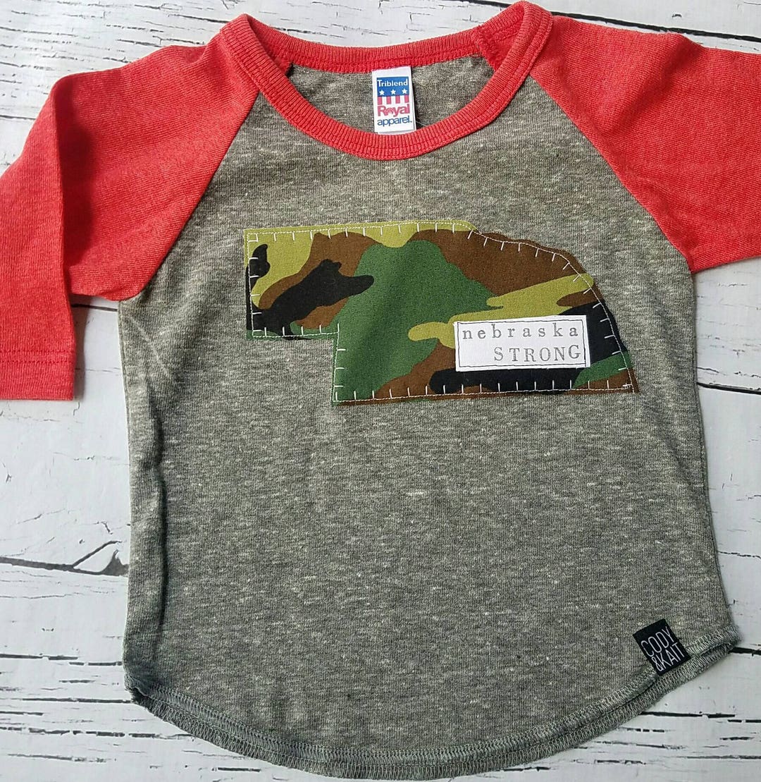 Nebraska State Outline Shirt, Nebraska Strong, Military, Boy, Baby ...