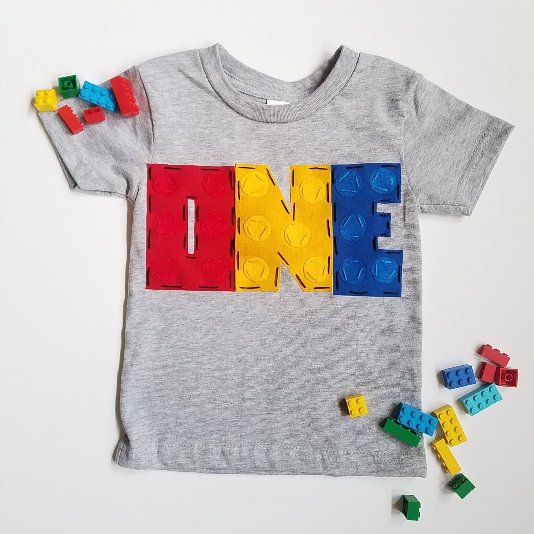 Building Blocks Birthday Shirt, One, 1st Birthday Theme, Building ...