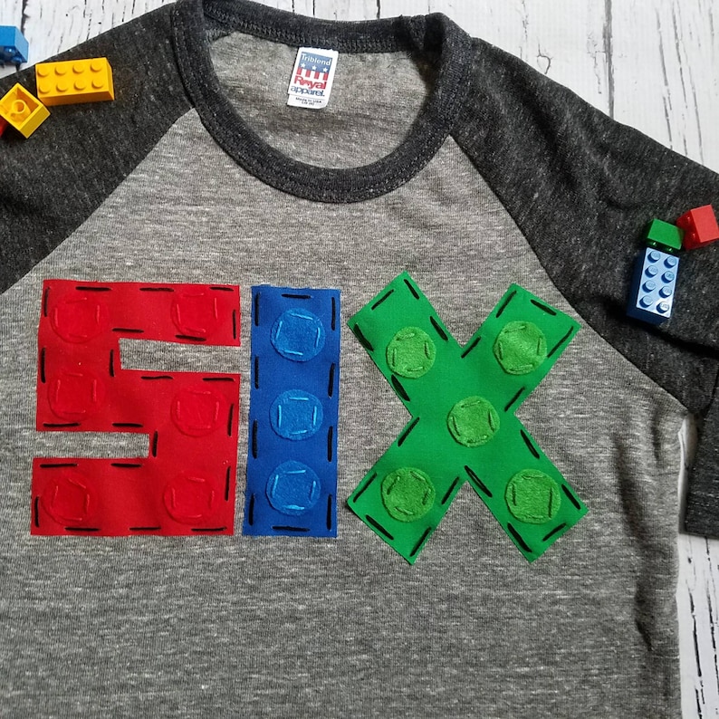 Nine, 9th Building Blocks Birthday Shirt, Fifth Six 6th Birthday Theme ...