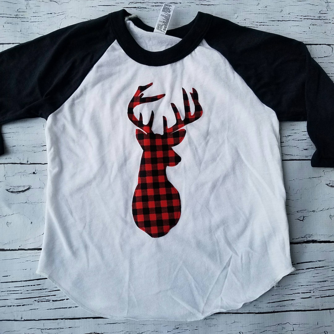 Deer Silhouette T Shirt, Buffalo Plaid, Deer Shirt, Tee Christmas Shirt ...