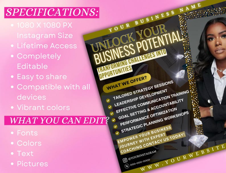 Business Coach Flyer Template DIY Canva Editable Business Coaching ...
