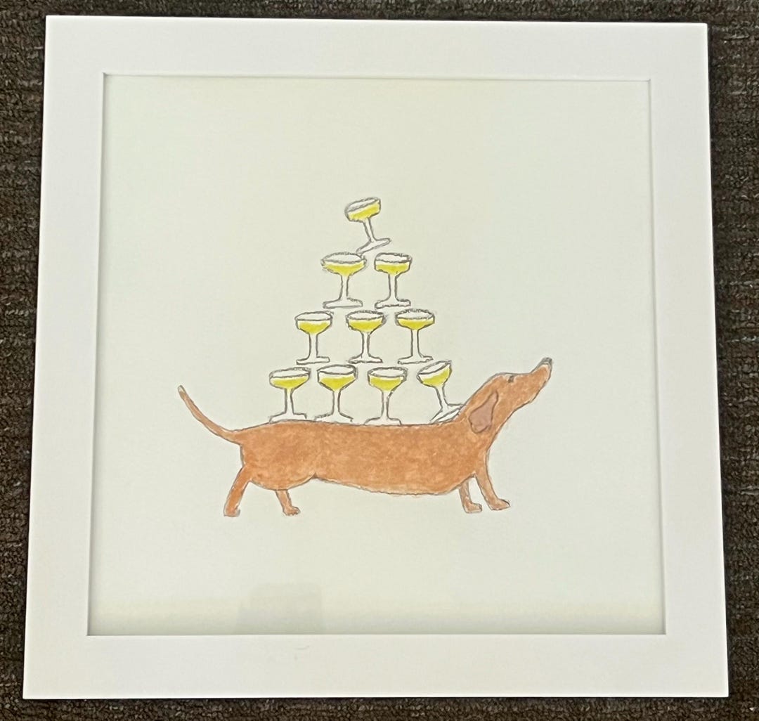 Weiner Dog Champagne Tower Hand Painted Wall Art - Etsy