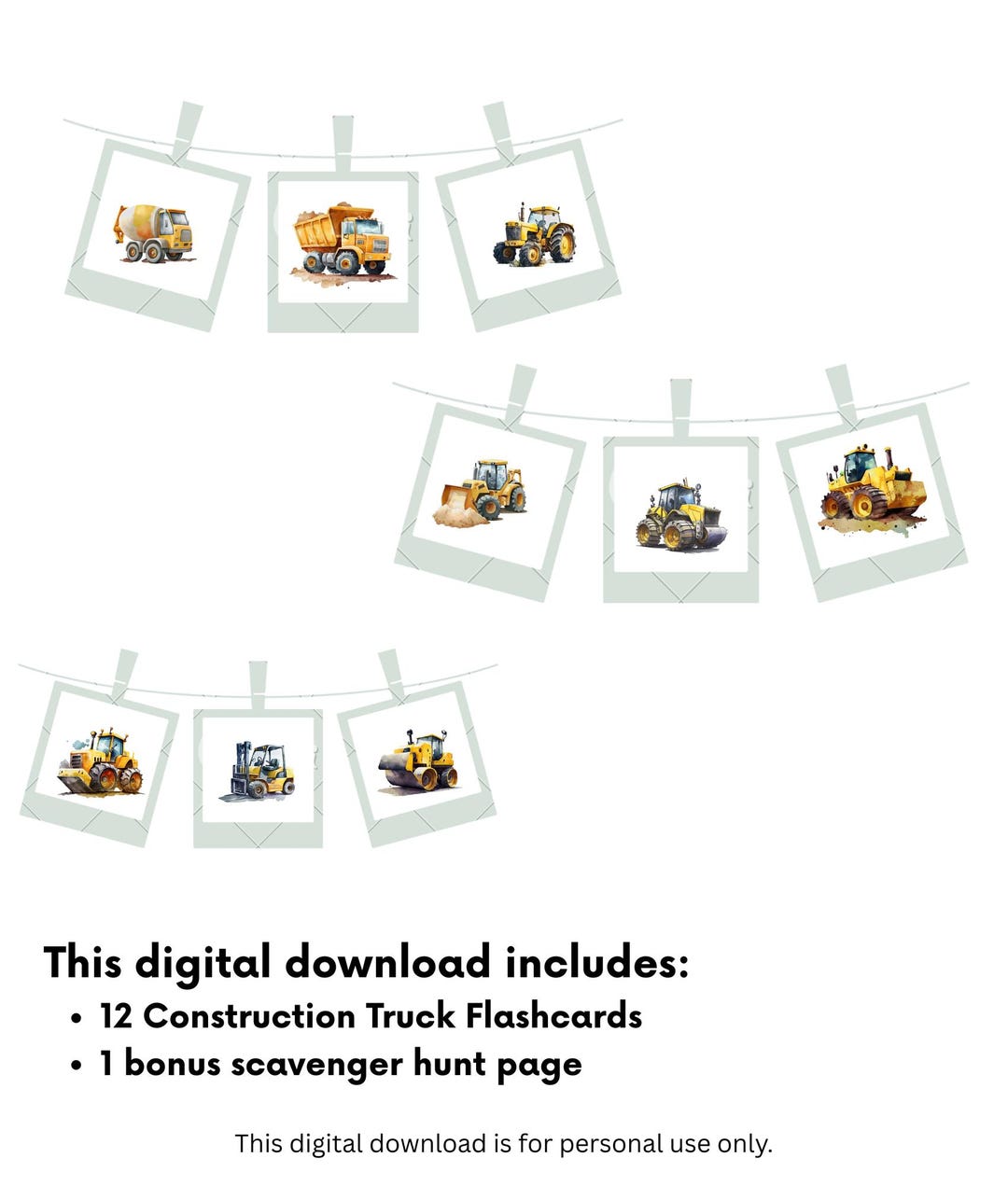 Construction Vehicles Flashcards - Etsy