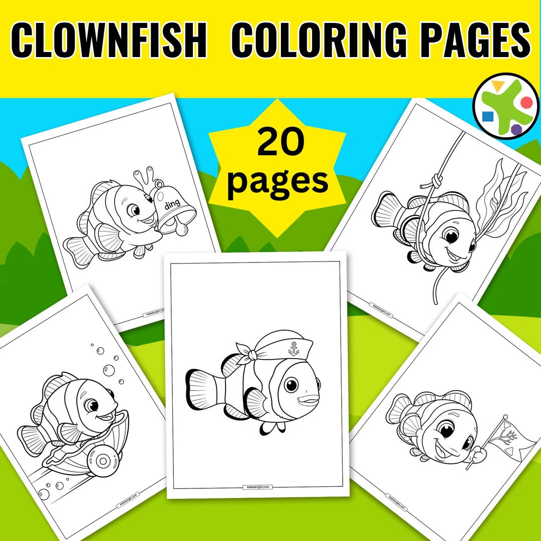 Clownfish Coloring Pages for Kids 20 Cute Unique Printable Ocean Animal ...