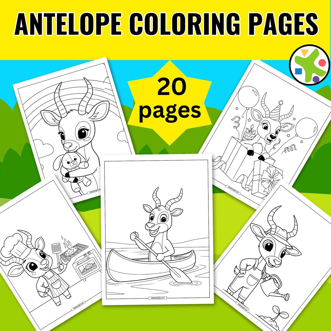 Antelope Coloring Pages for Kids: 20 Printable Animal Sheets (PDF ...
