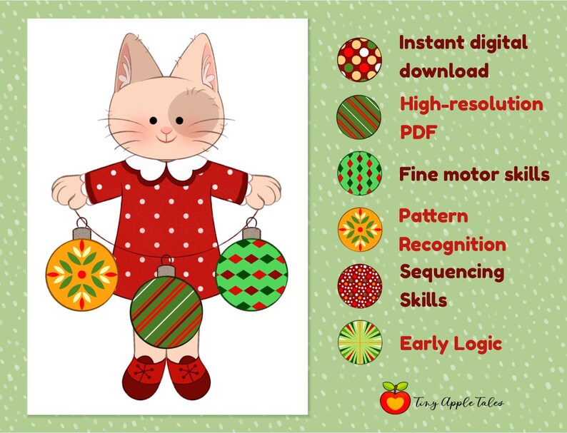 Holiday Pattern Sequencing Printable – Ornament Matching Activity for ...