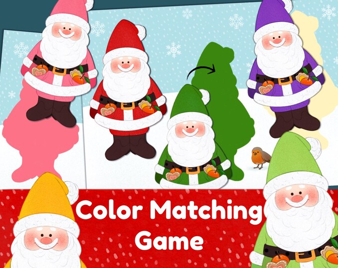 Santa Color Matching Game, Christmas Preschool Printable (PDF) - Etsy ...