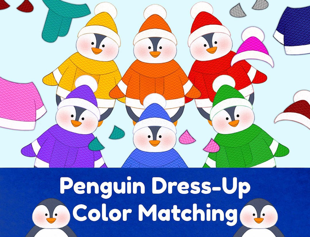 Winter Penguin Dress-up Printable – Color Matching Activity for ...
