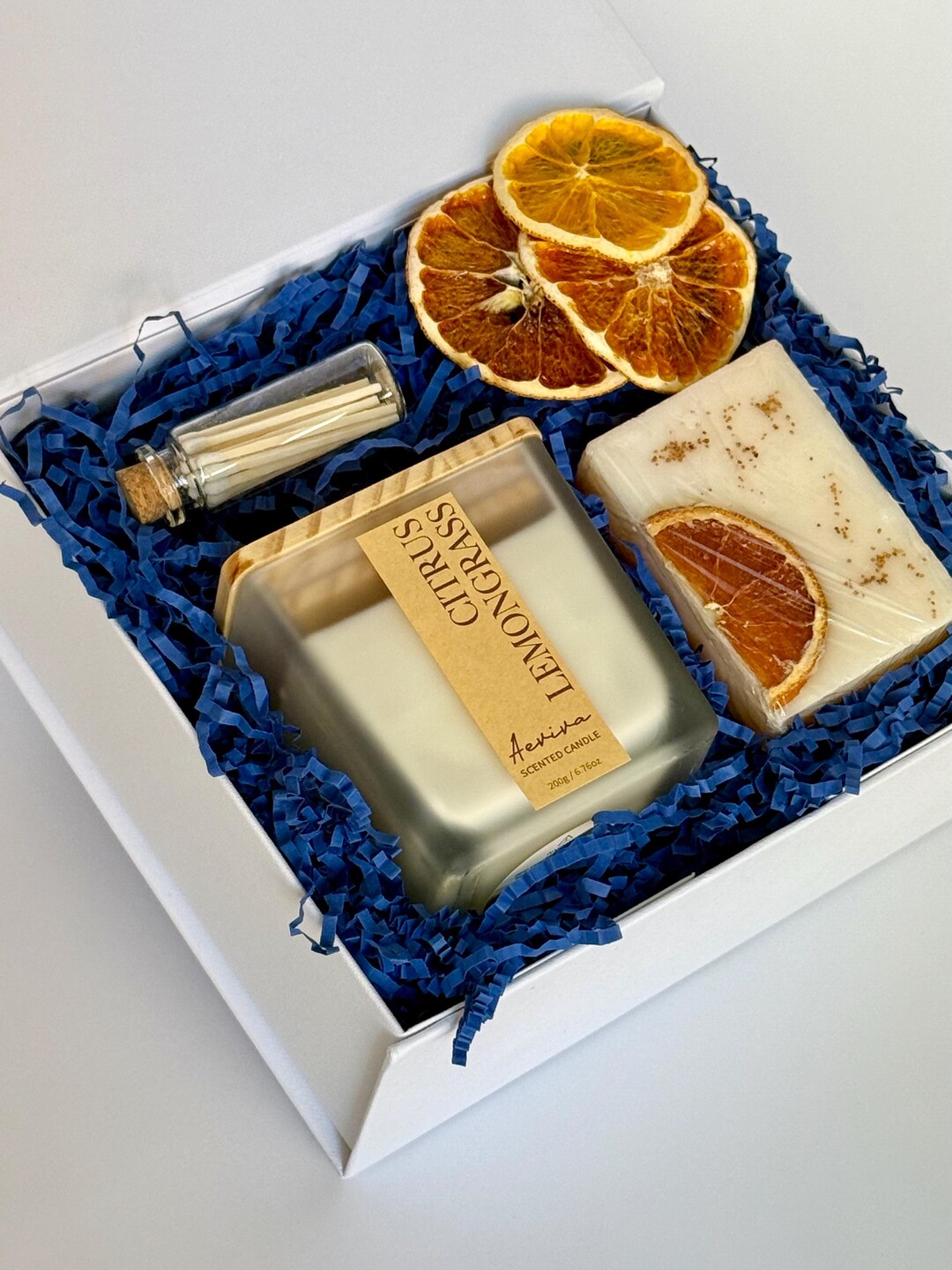 Luxury Citrus Gift Box W/handmade Artisan Soap & Soy Candle - High-end ...