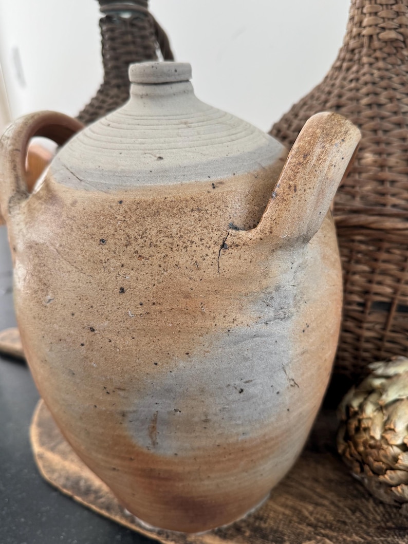 Large Antique French Olive Oil Cruche With Twin Handles| 19th Century ...