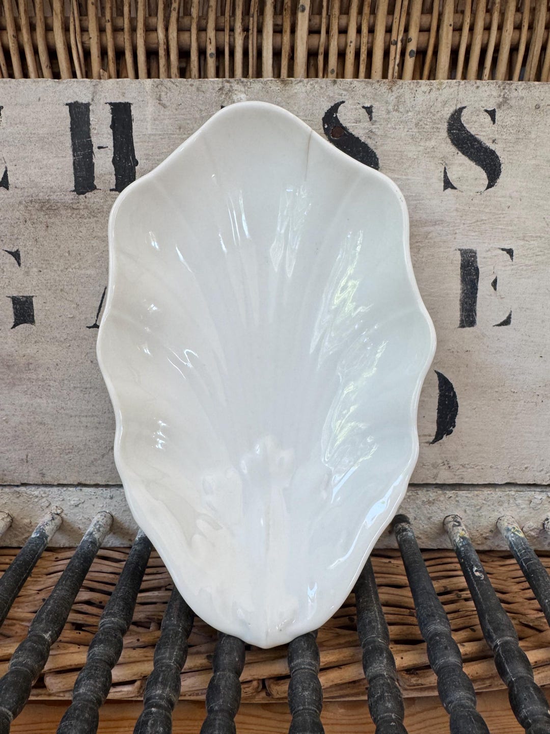 French Vintage Ceramic Relish Dish: Shell Shaped Coastal Decor - Etsy